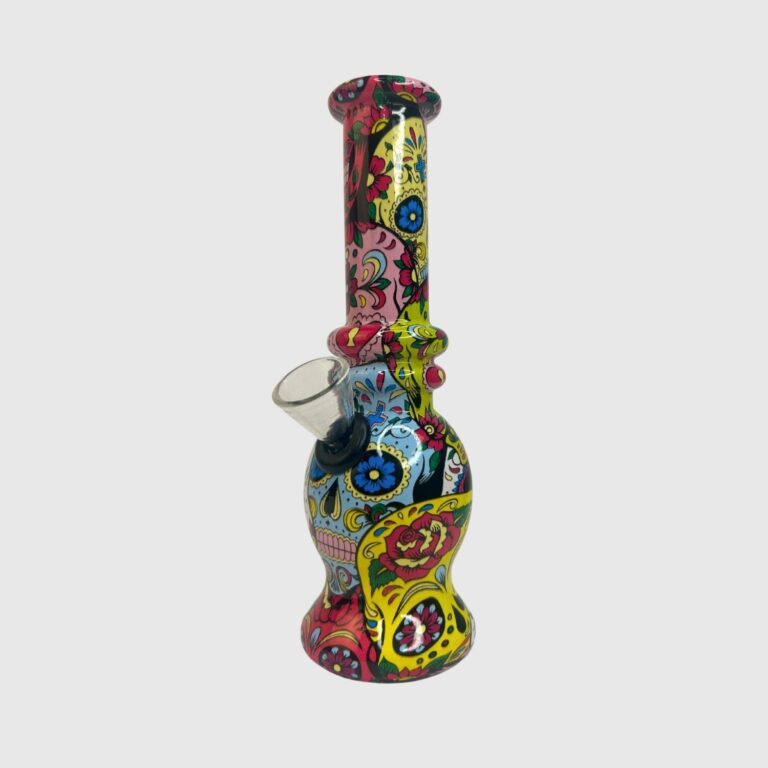 Glass mini-bong with skulls - CBWEED